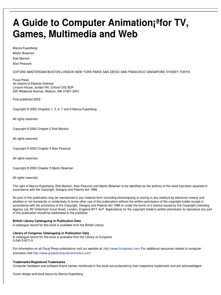 A Guide To Computer Animation For TV, Games, Multimedia and Web | PDF ...