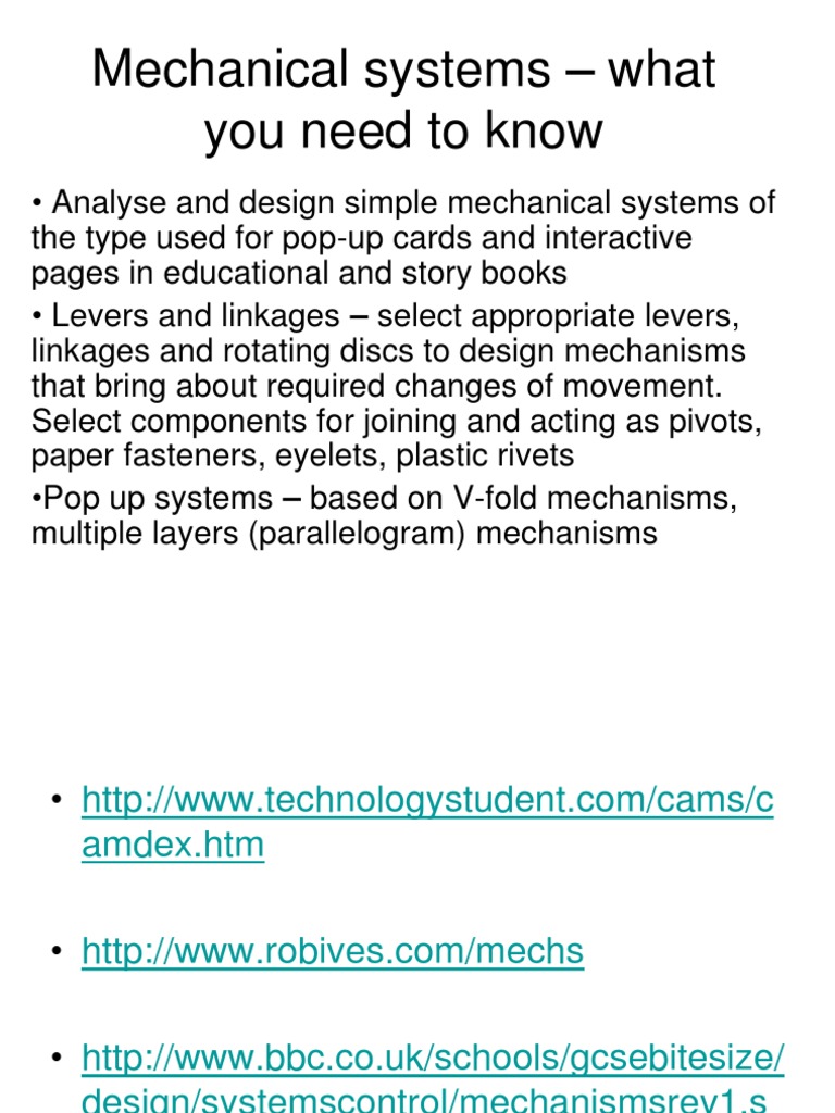 Types of Mechanical Systems Explained | PDF | Machines | Classical ...