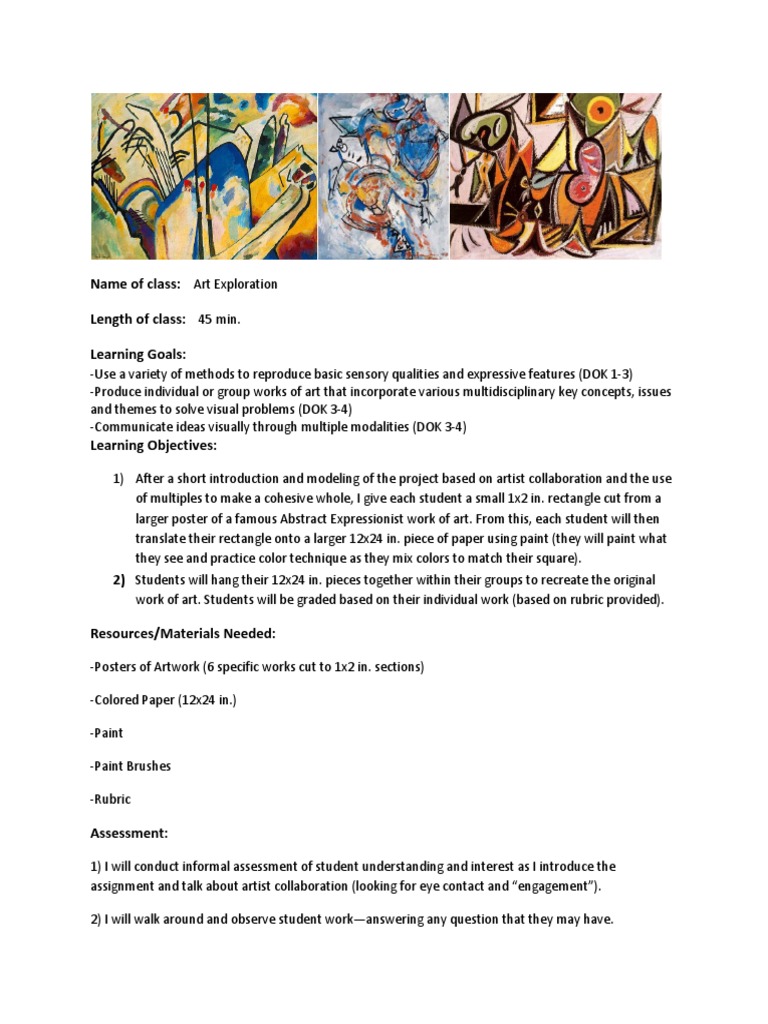 Lesson For Practicum Standard 7 | PDF | Works Of Art | Students