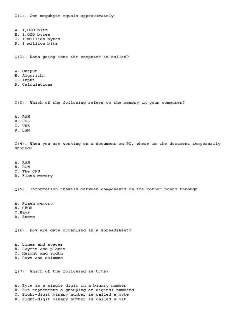 Computer Mcqs Updated | PDF | Computer Data Storage | World Wide Web