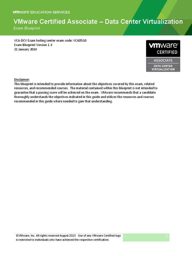 VCA DCV Exam Blueprint Guide v1 1 | PDF