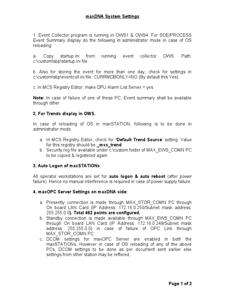 maxDNA System Settings | PDF | Microcomputers | Computer Architecture