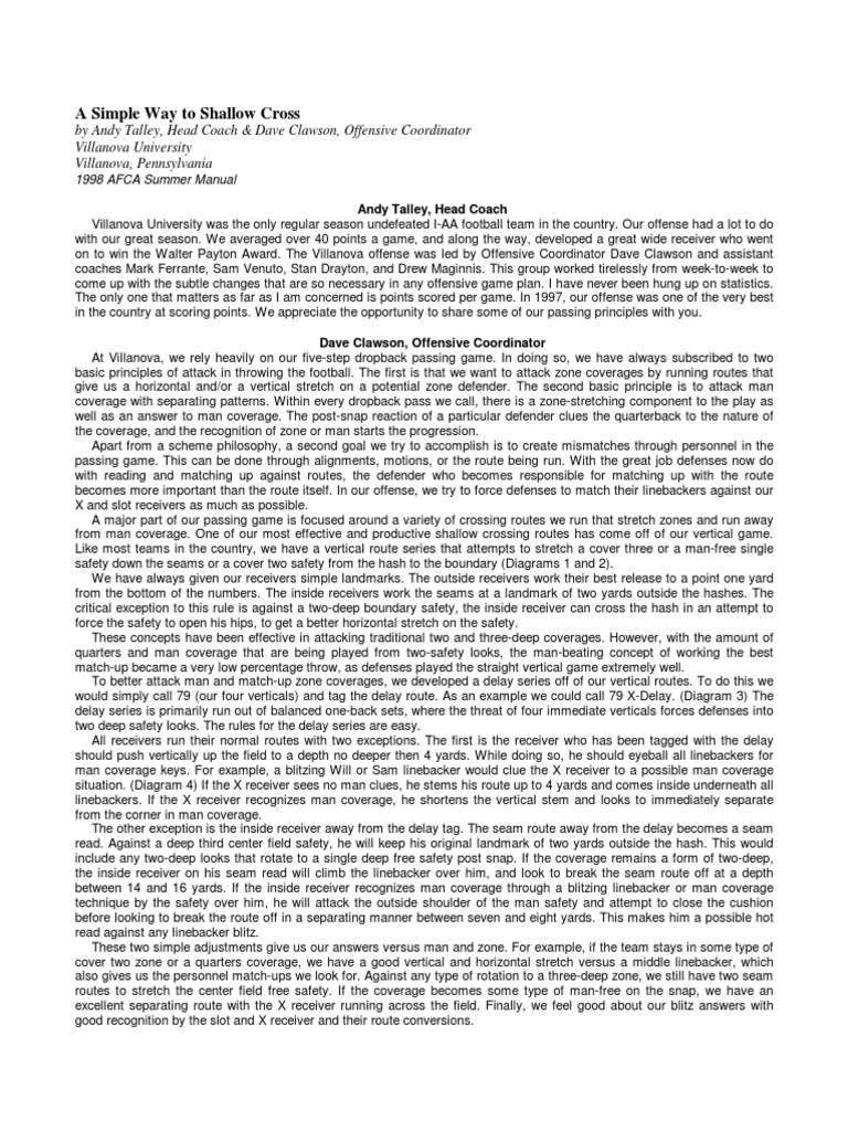 A Simple Way To Shallow Cross | PDF | Gridiron Football | Football Codes