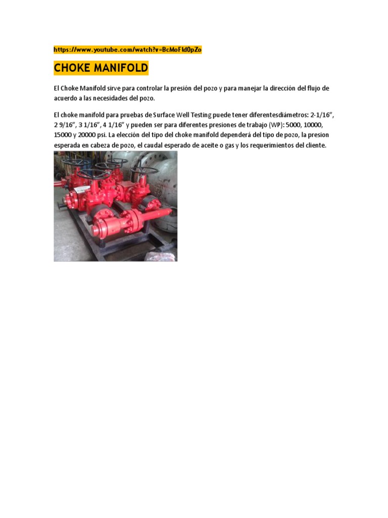 Función y tipos de choke manifold | PDF