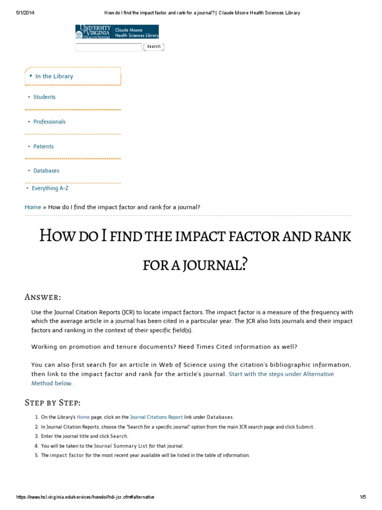 Impact Factor & Rank For A Journal | PDF | Citation | Academic Publishing