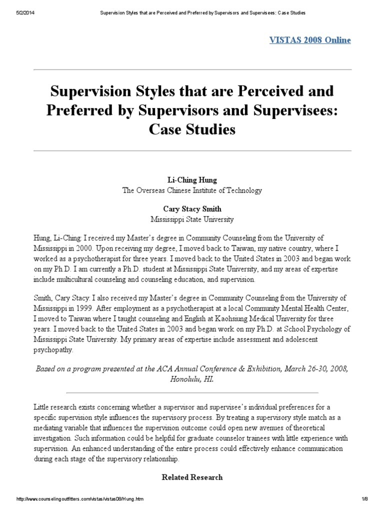 Supervision Styles in Counseling | PDF | School Counselor | Mentorship