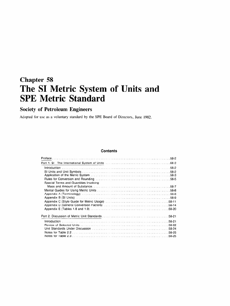 58 - The SI Metric System of Units and SPE Metric Standard | PDF | Mole ...