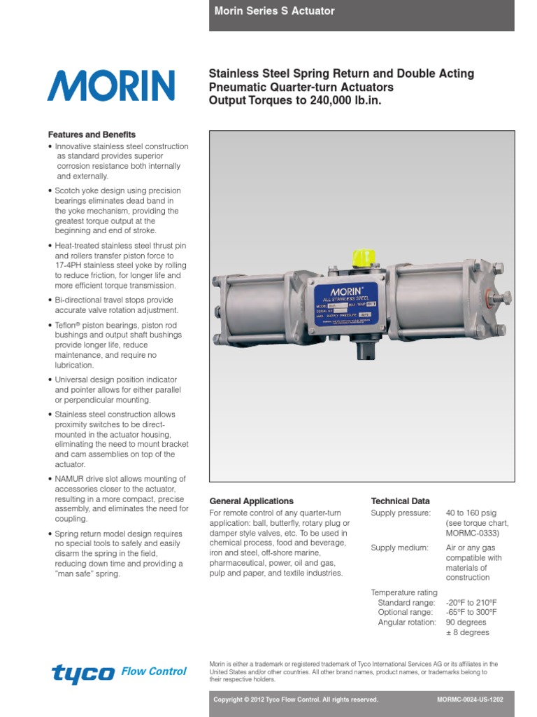 Morin TYCO Valves | PDF | Valve | Actuator
