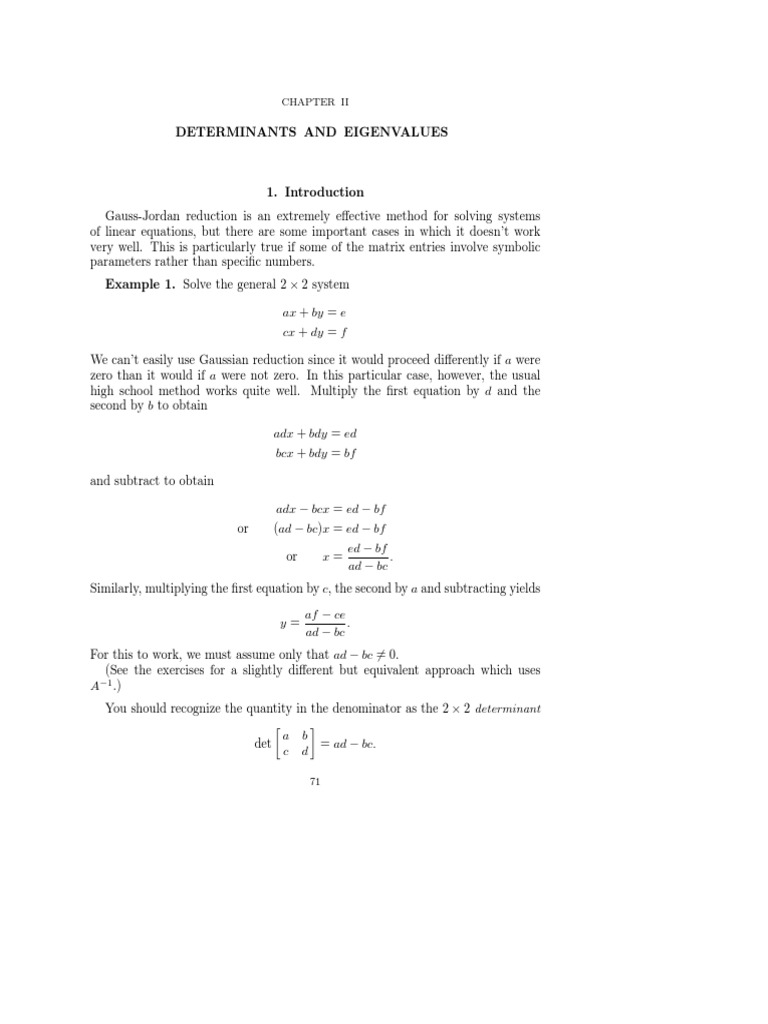 Determinants And Eigenvalue Pdf Eigenvalues And Eigenvectors