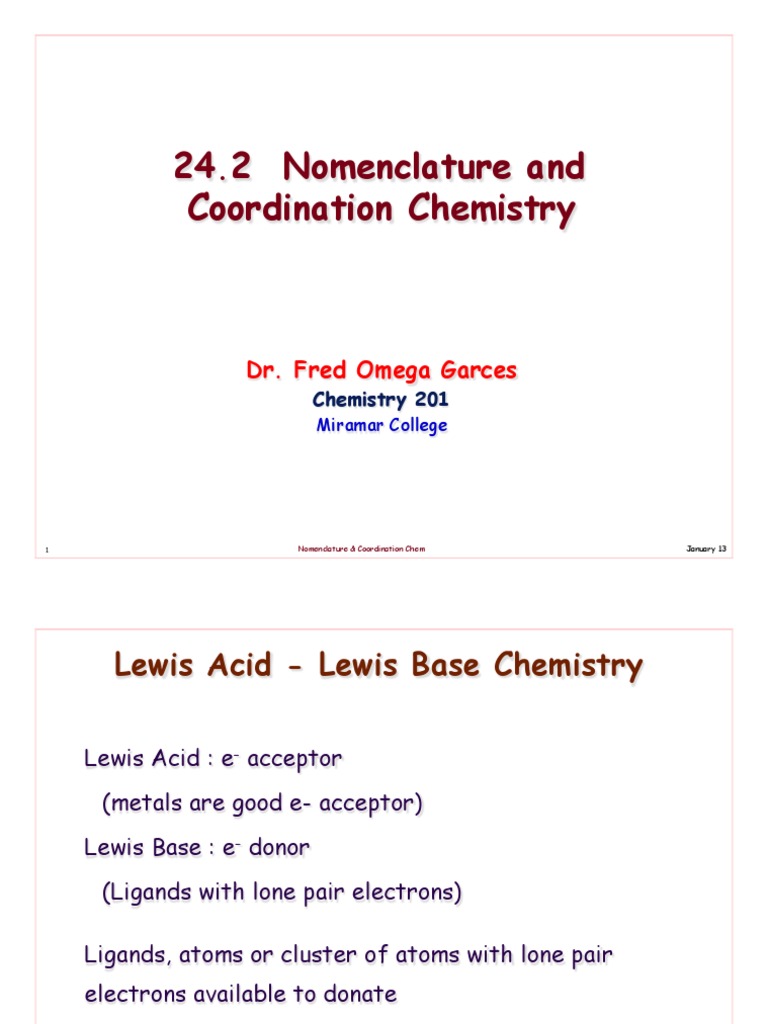 24.2 Nomenclature and Coordination Chemistry: Dr. Fred Omega Garces ...