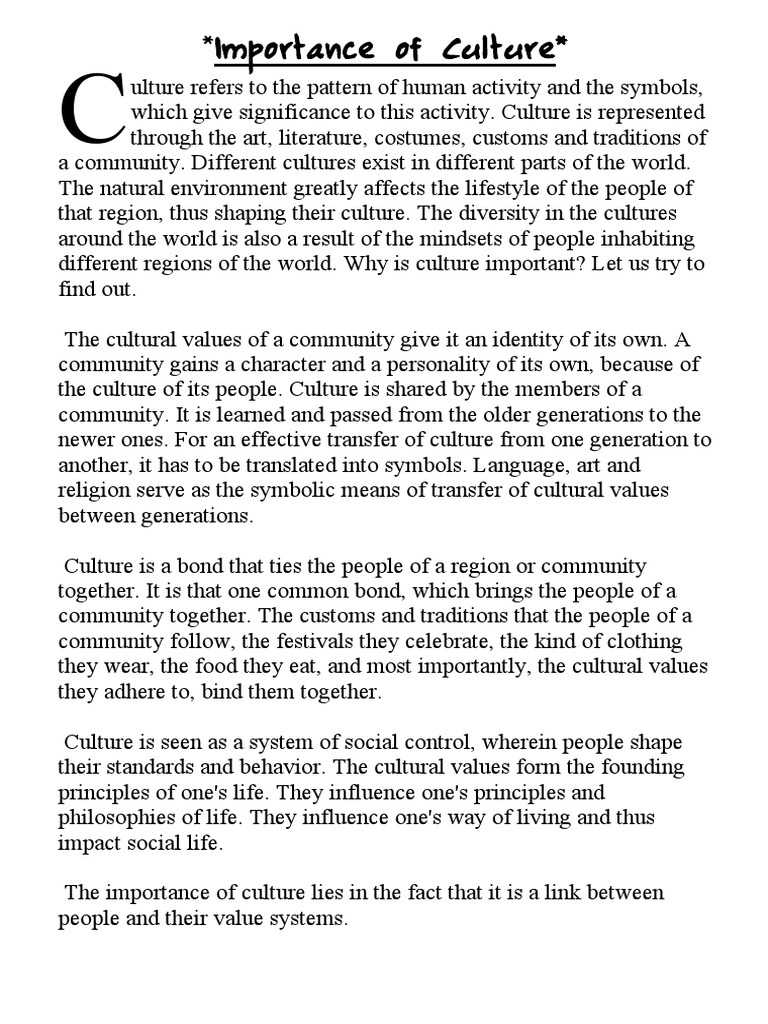The Cultural Bonds that Shape Identity and Social Life | PDF