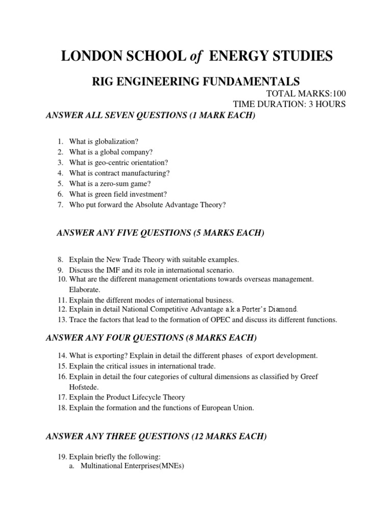 International Trade Exam Questions | PDF