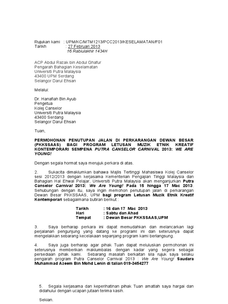 Contoh Surat Permohonan Penajaan | PDF