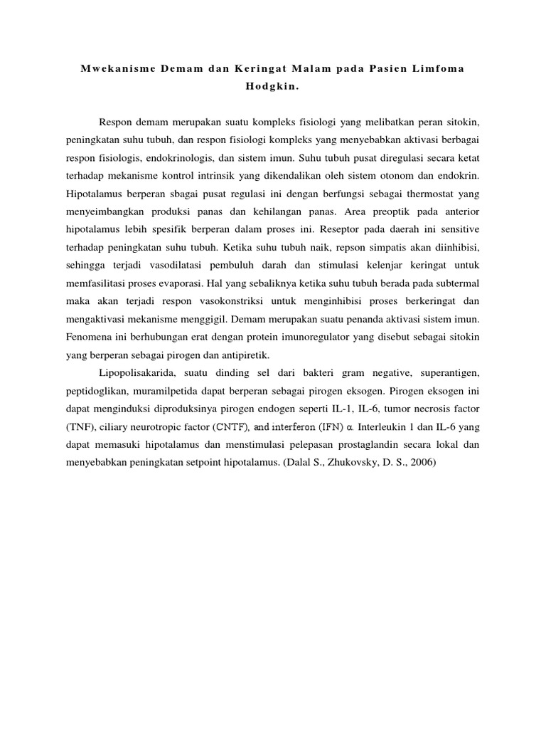 Mekanisme Demam Dan Keringat Malam Pada Pasien Limfoma Hodgkin | PDF