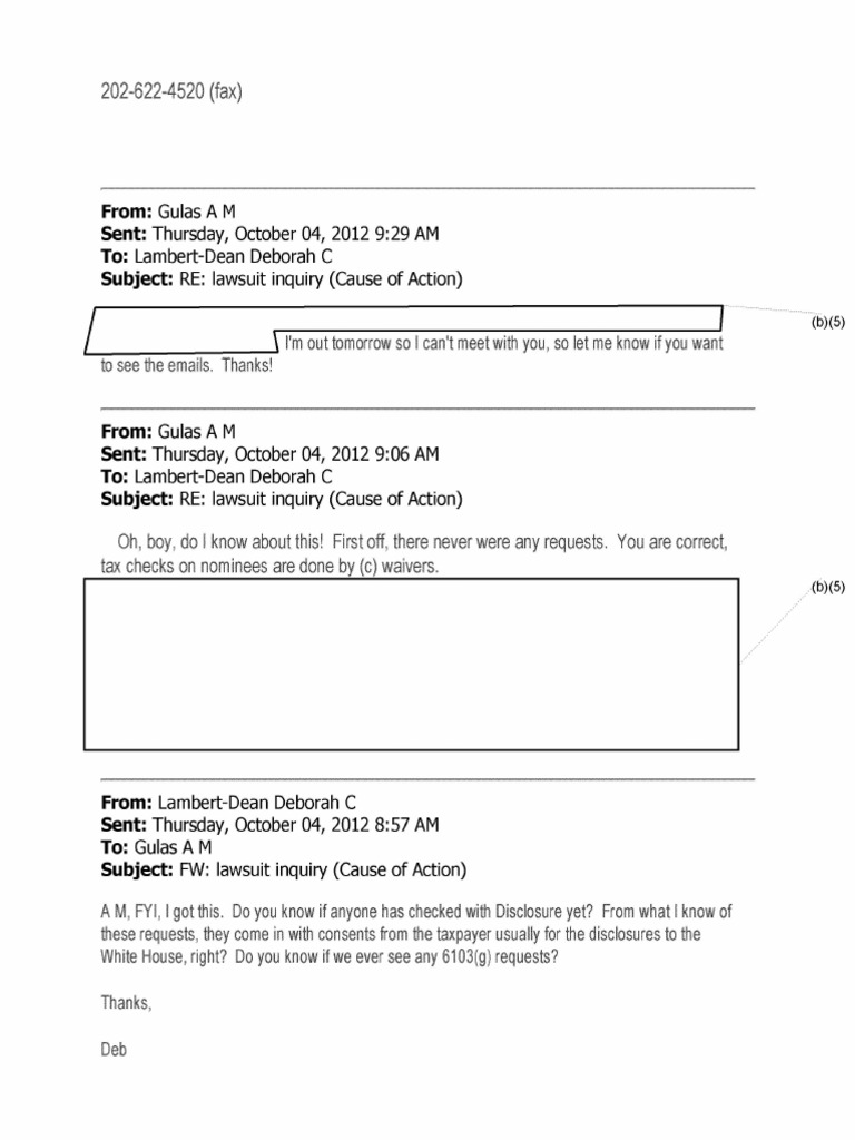 IRS FOIA Documents With Some Redactions Removed | PDF | Internal ...