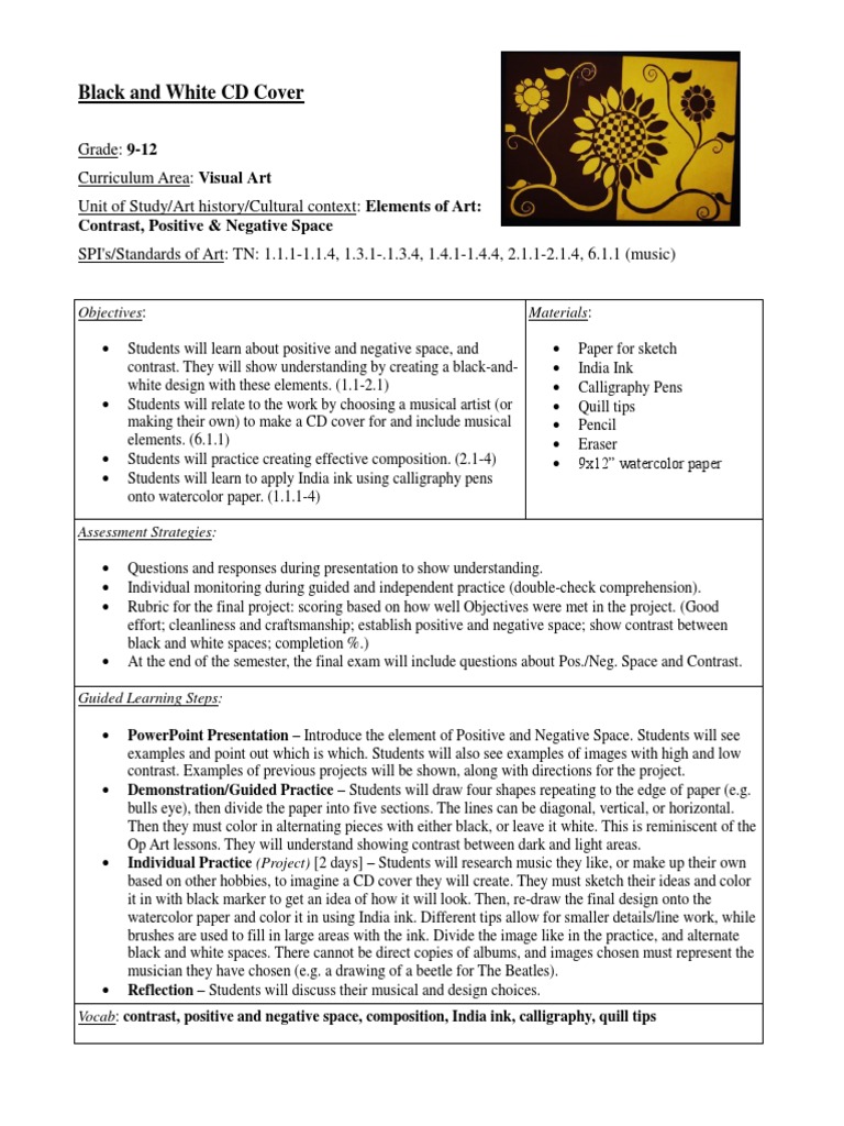 CD Cover Lesson Plan | Drawing | Composition (Visual Arts)