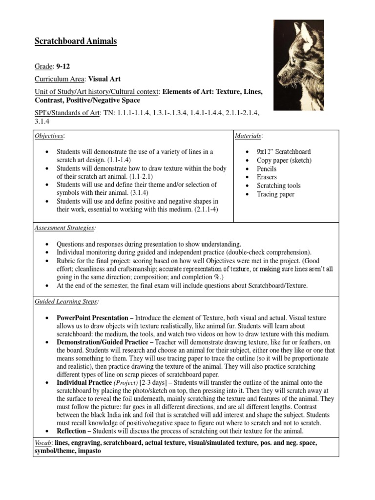 Scratchboard Lesson Plan | PDF | Drawing | Lesson Plan