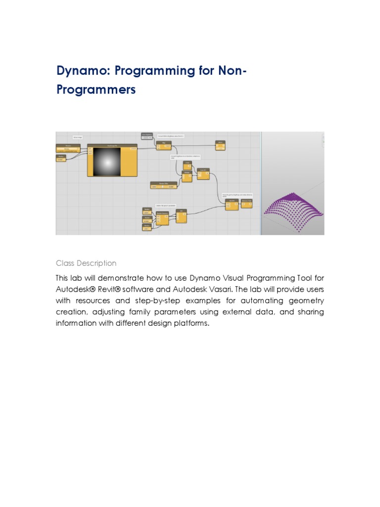 Dynamo Programming For Non Programmers Pdf Autodesk Revit Source Code