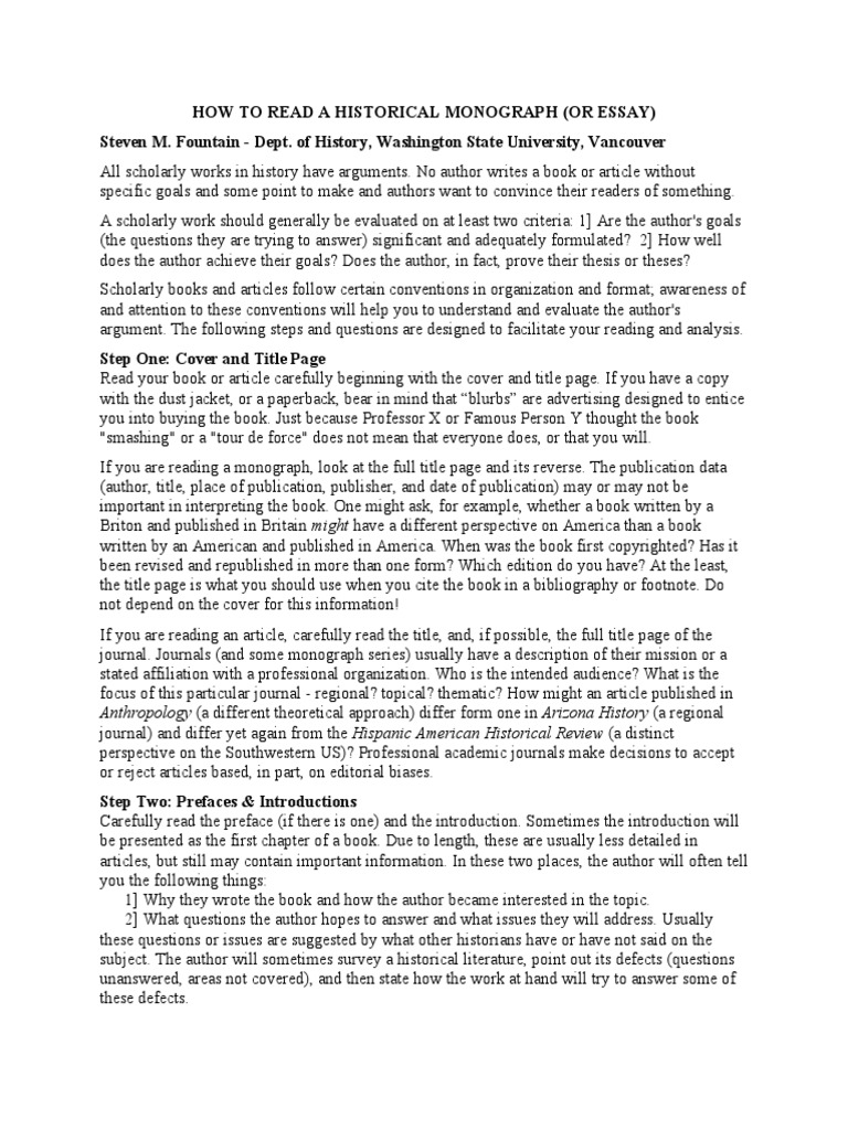 How To Read Historical Monographs | PDF | Argument | Historian