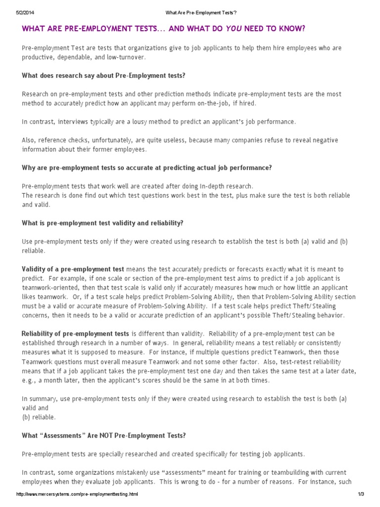 What Are Pre-Employment Tests | Educational Assessment | Prediction