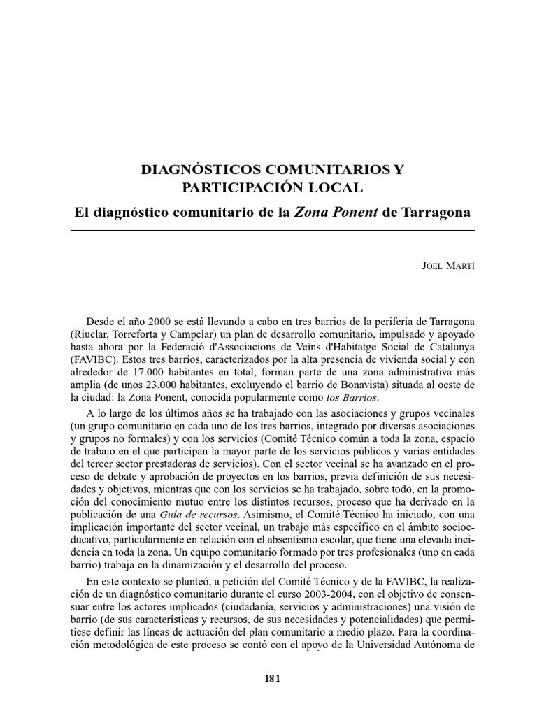 Diagnósticos Comunitarios | PDF