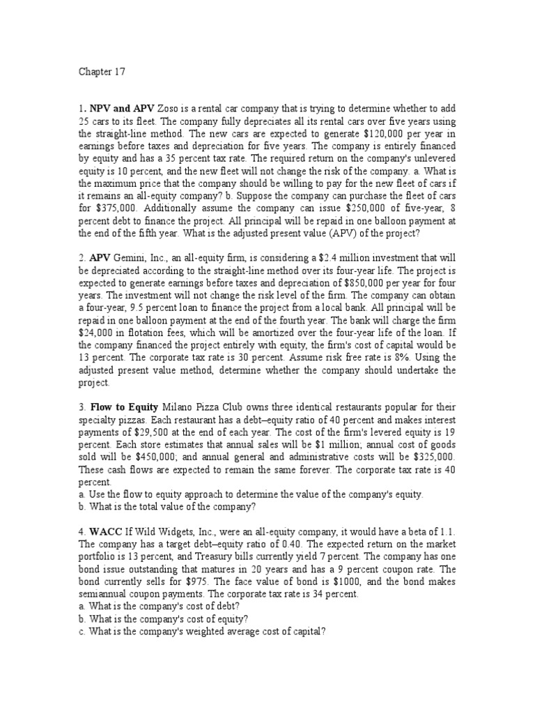 Chapter 17 Exercise | Download Free PDF | Money | Corporations