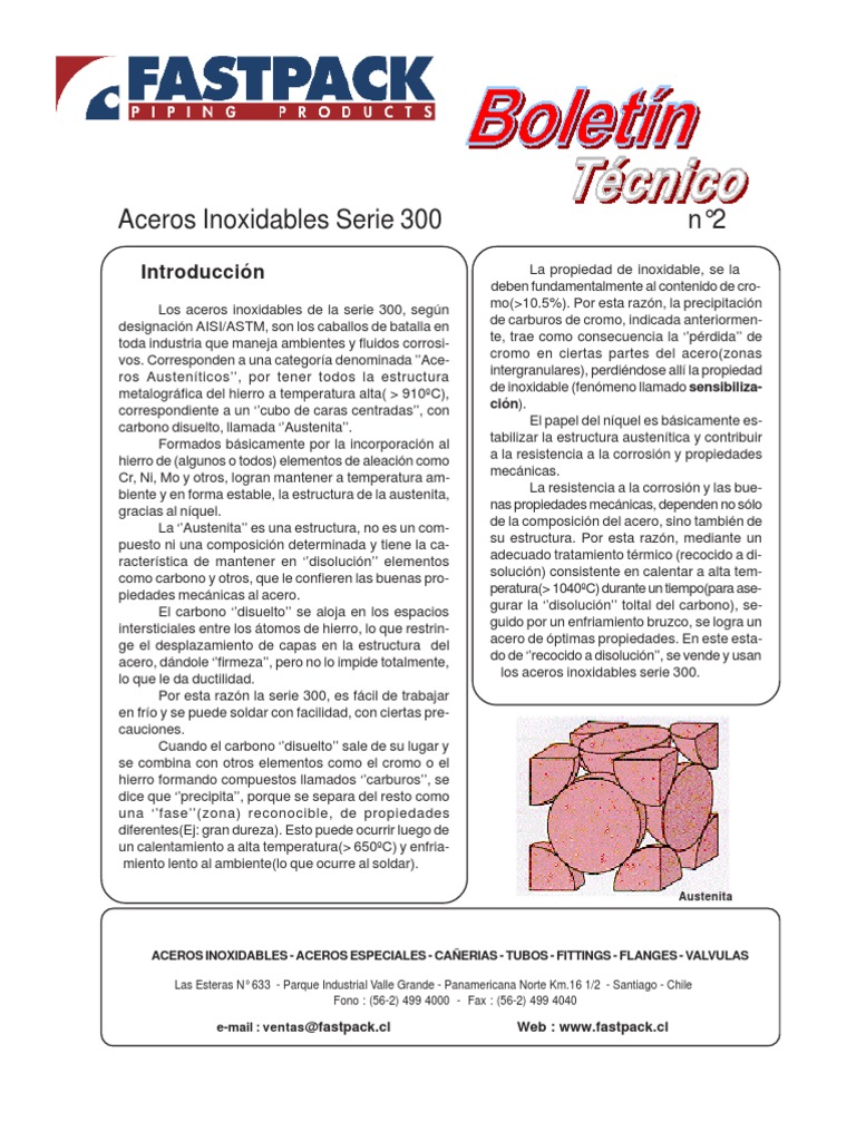 Aceros Inoxidables Serie 300 | PDF | Acero inoxidable | Molibdeno