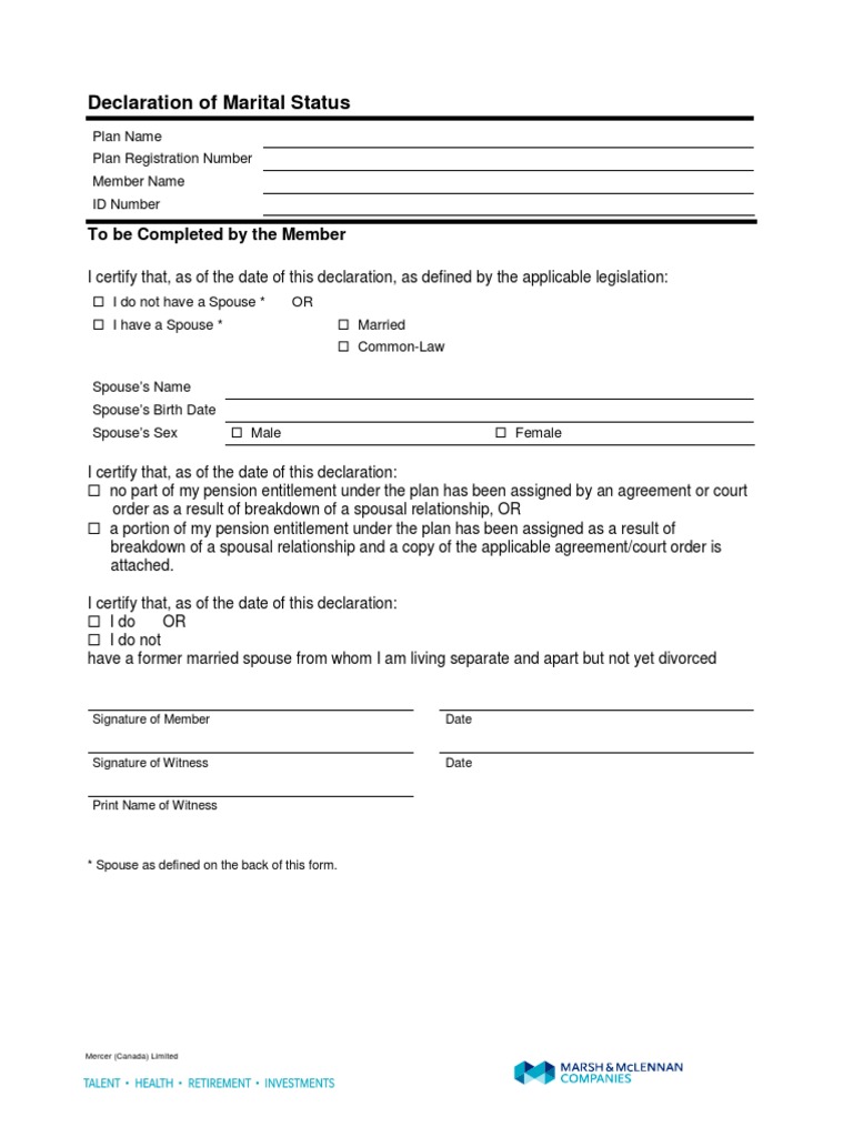 Declaration of Marital Status On E | PDF | Feminism And The Family ...
