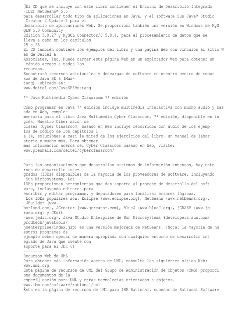 Como Programar en Java Deitel Septima Edicion NOTS | PDF | Lenguaje de modelado unificado ...