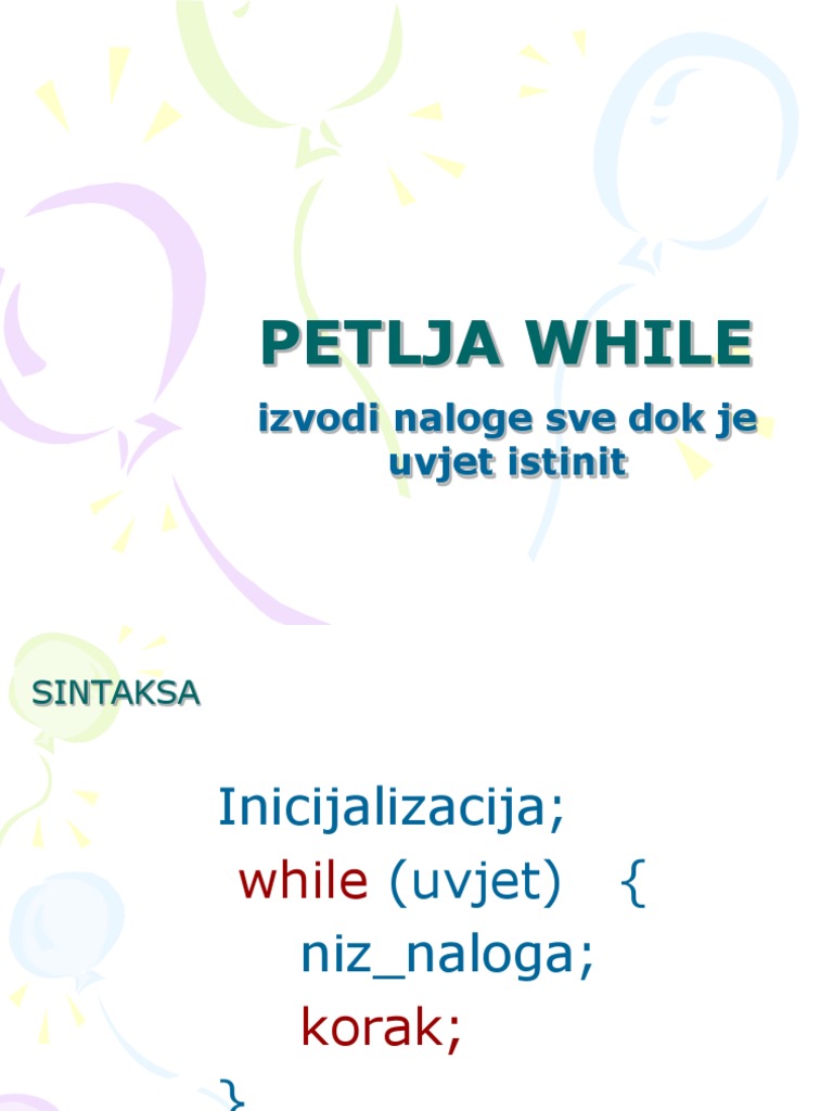 Petlja While, C Jezik, Petlje, Programiranje | PDF