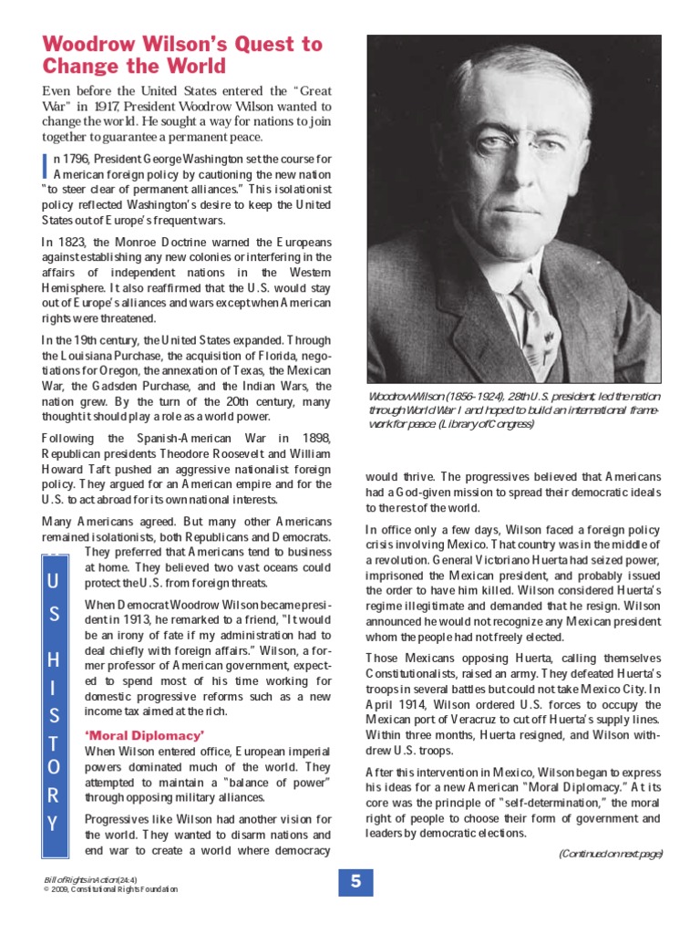 Woodrow Wilson's Quest | PDF | Woodrow Wilson | League Of Nations