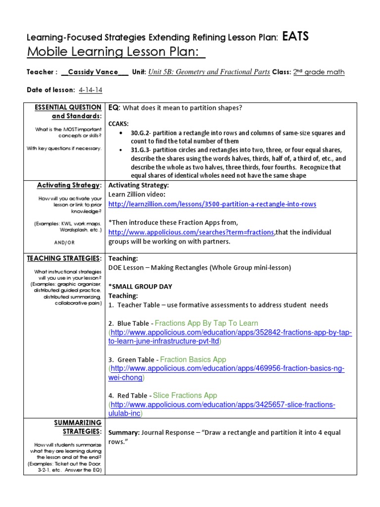 Learning-Focused Strategies Extending Refining Lesson Plan | PDF ...