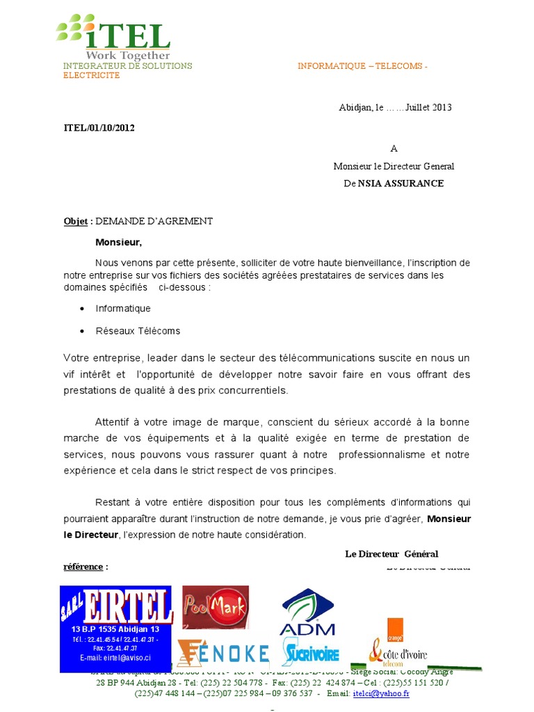 Lettre Demande D'agrement | PDF