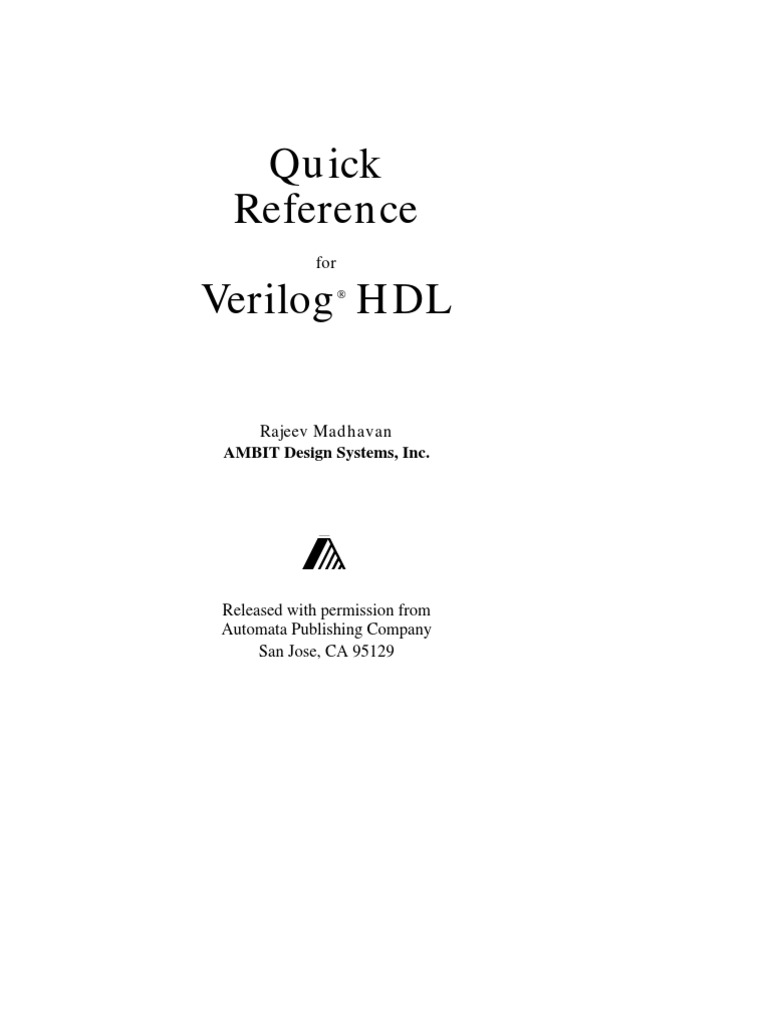 Quick Reference For Verilog HDL | PDF | Hardware Description Language | Electronic Design