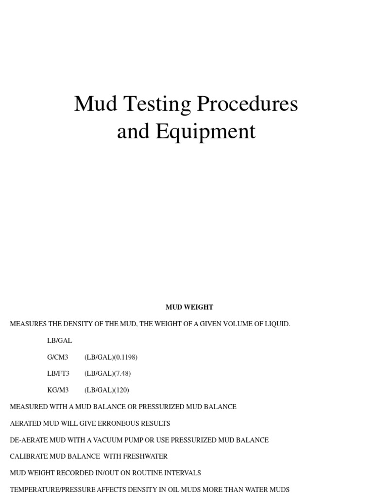 Mud Testing | PDF | Alkalinity | Density