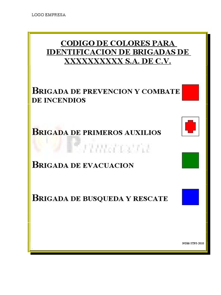 Copia de Codigo de Colores para Brigadas | PDF