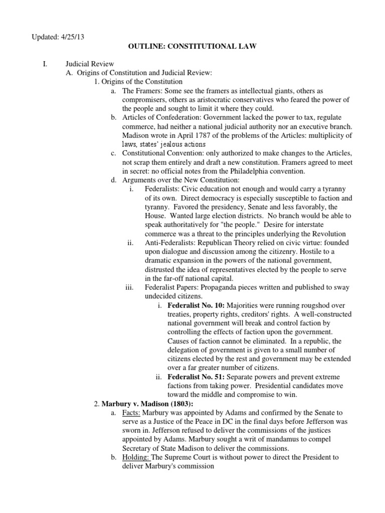 Constitutional Law Outline | PDF | Commerce Clause | Necessary And ...