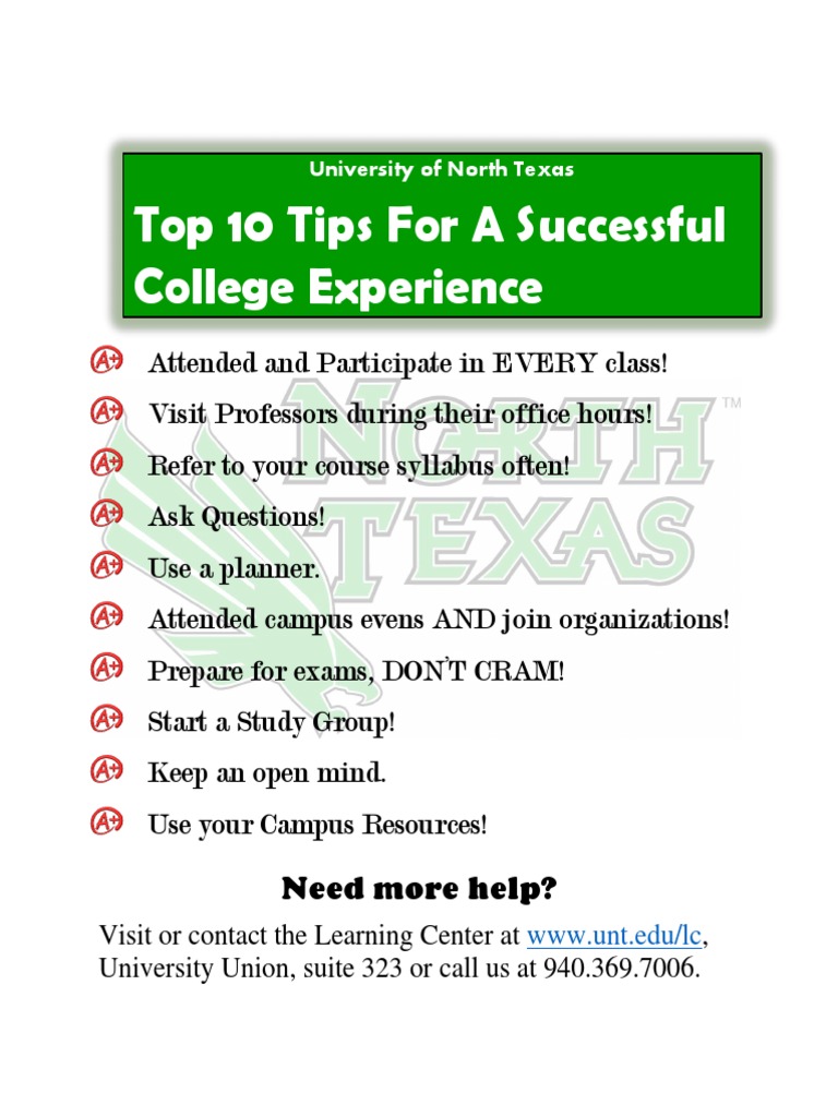 Top 10 Tips for College Success | PDF | Career & Growth | Self-Improvement