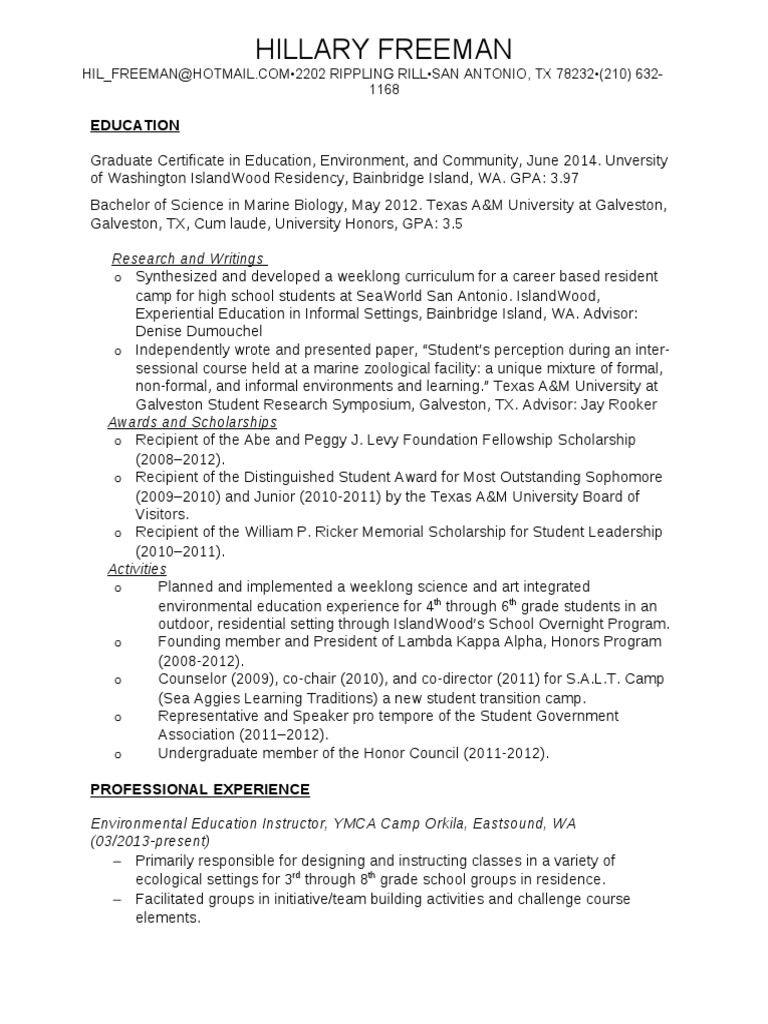 Hillary Freeman - Iw CV | Download Free PDF | Traditions | Pedagogy