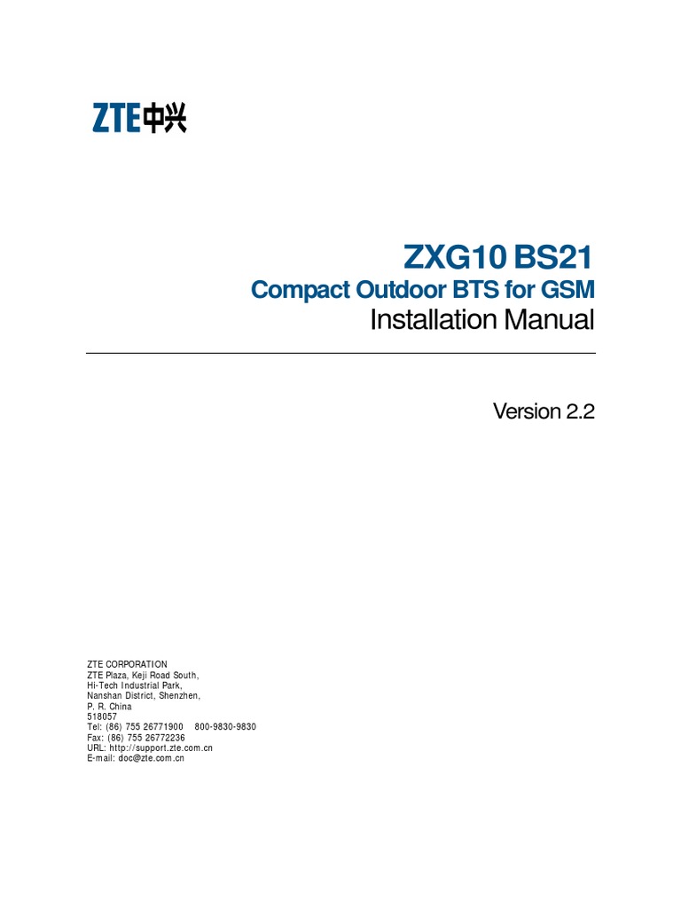 Compact OutDoor BS21 BTS Installation Manual | PDF | High Voltage | Cable