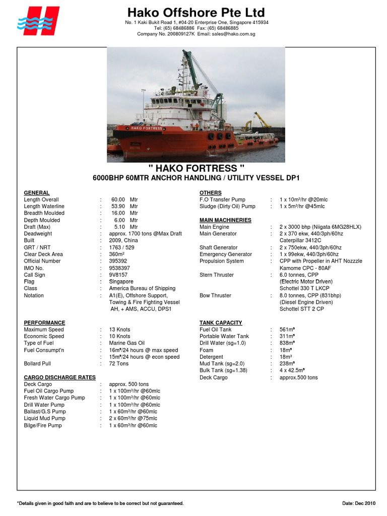 Specifications and Capabilities of the 60m Anchor Handling Utility ...
