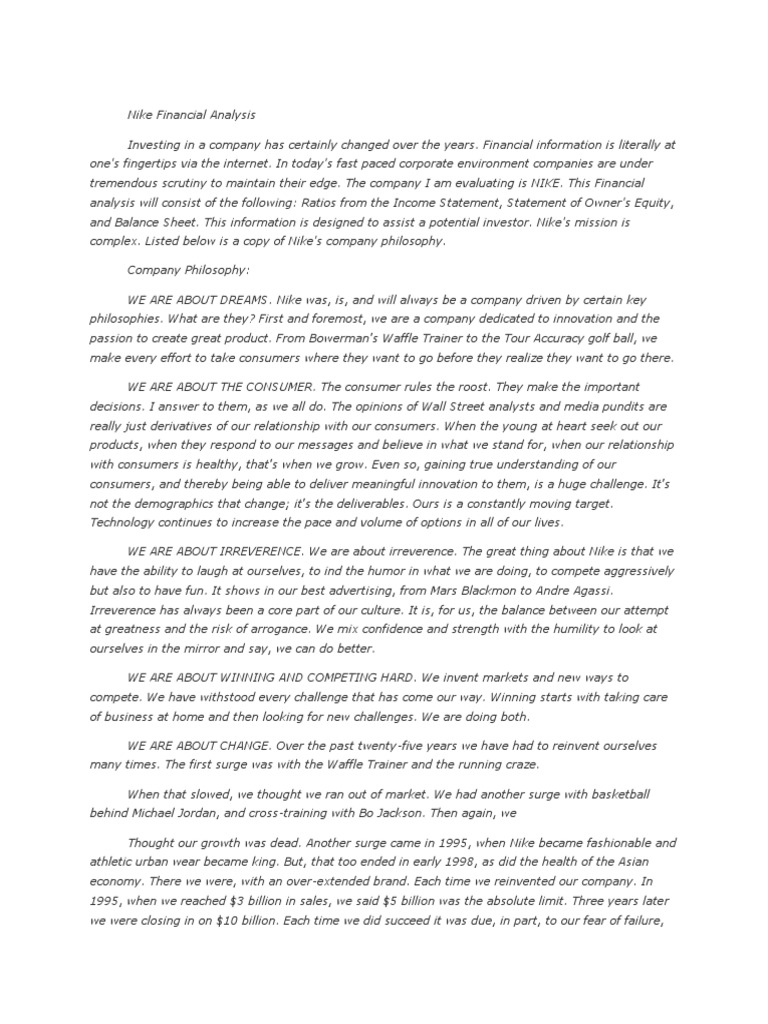 Nike Financial Analysis | PDF | Equity (Finance) | Earnings Per Share