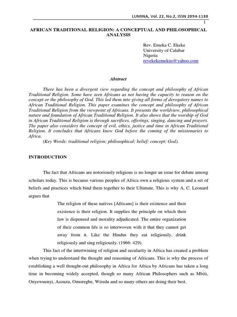 Understanding African Traditional Religion | PDF | Sacrifice | God