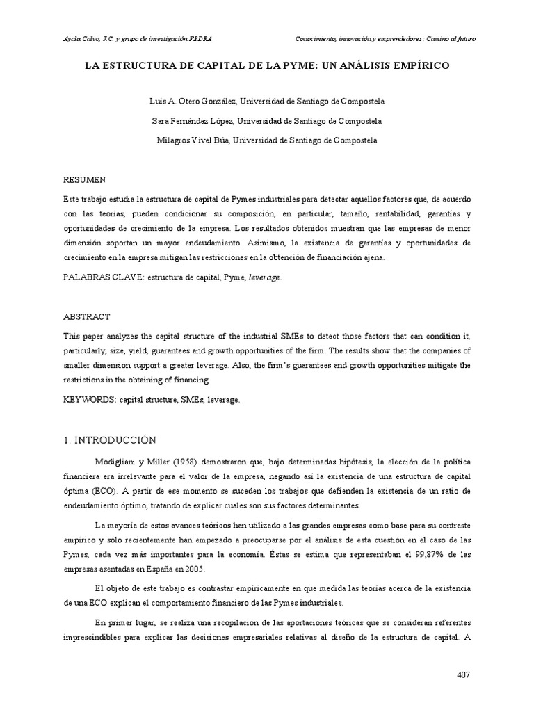 La Estructura de Capital de La PYME | PDF | Deuda | Apalancamiento ...