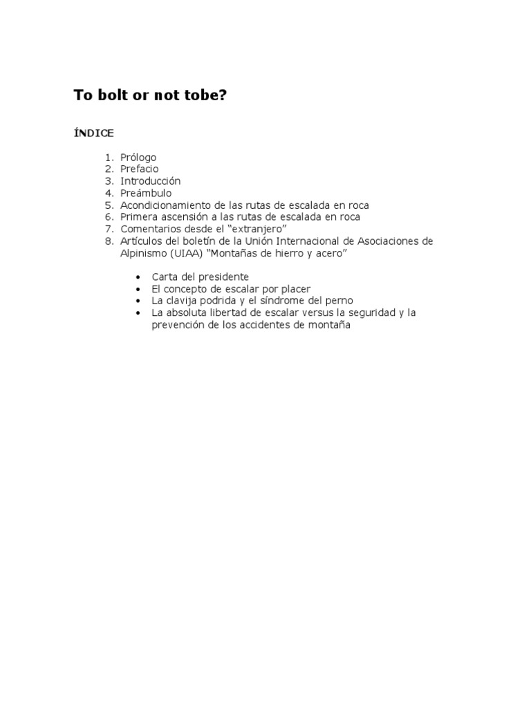 To Bolt or Not Tobe | PDF | Escalada de roca | Alpinismo