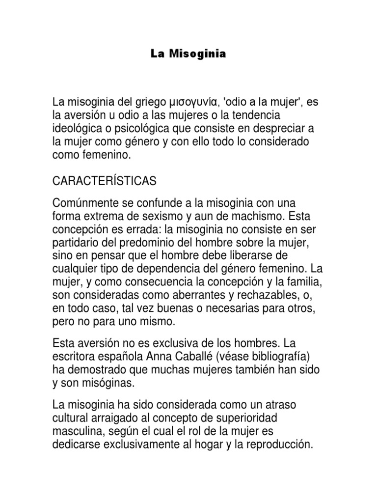 La Misoginia | PDF | Misoginia | Mujer