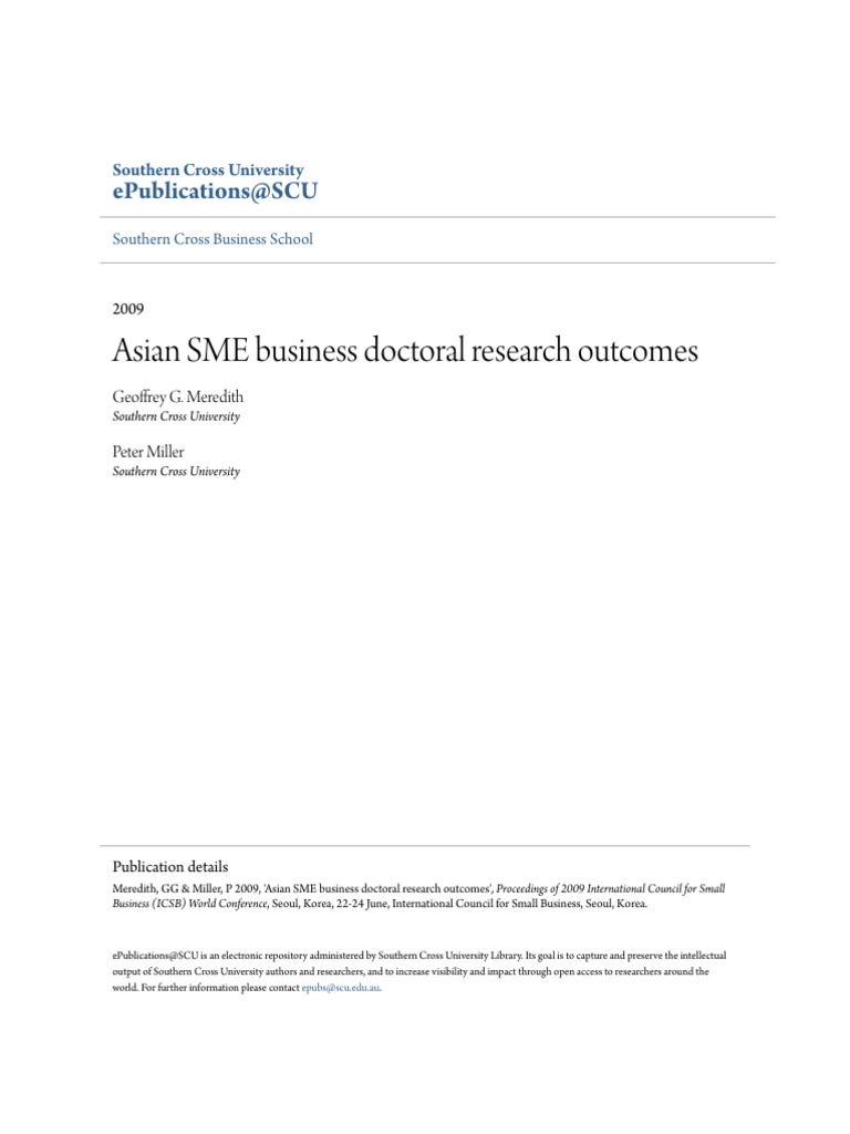 Asian SME Doctoral Research Insights | PDF