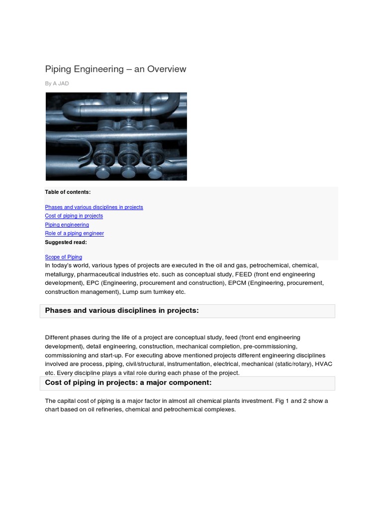 Piping Engineering An Overview | PDF | Engineering | Production And ...