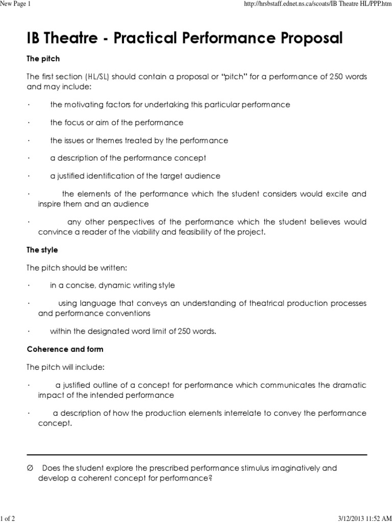 Ib Theatre Practical Performance Proposal