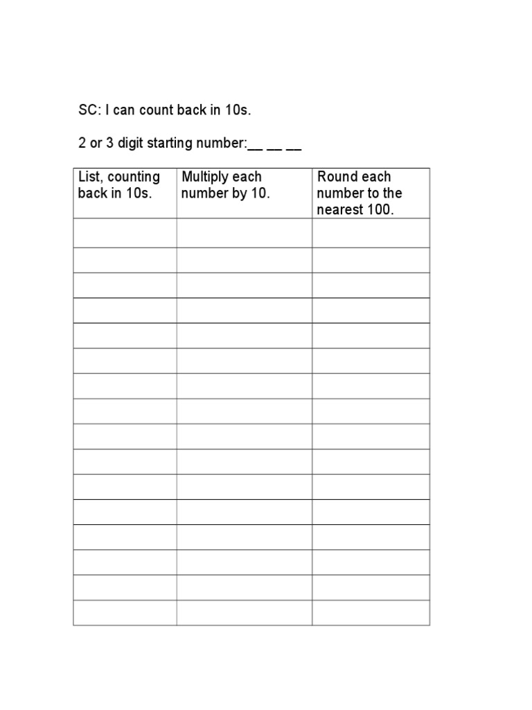 Counting Back in Tens La | PDF | Foreign Language Studies | Teaching ...